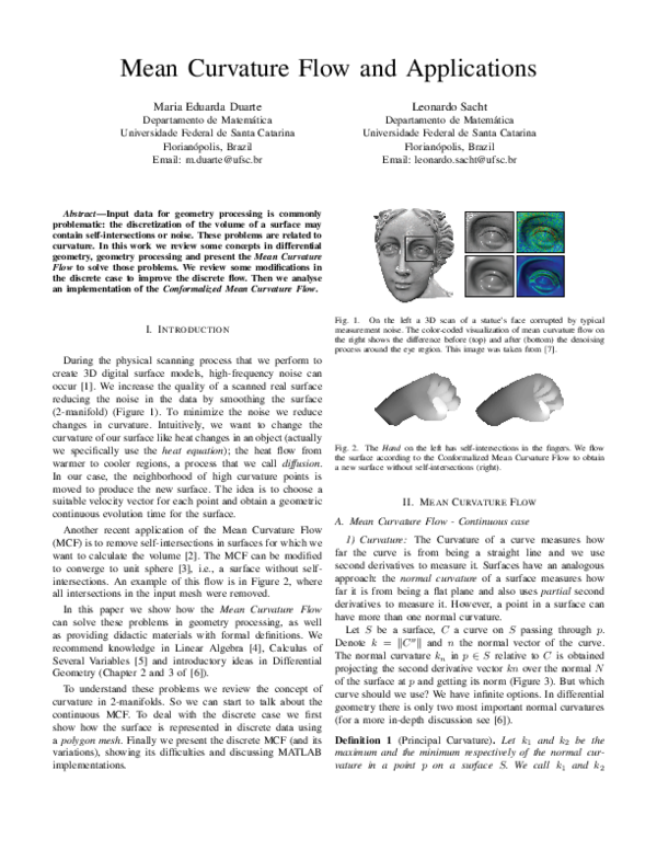 (PDF) Mean Curvature Flow and Applications | Leonardo Sacht - Academia.edu