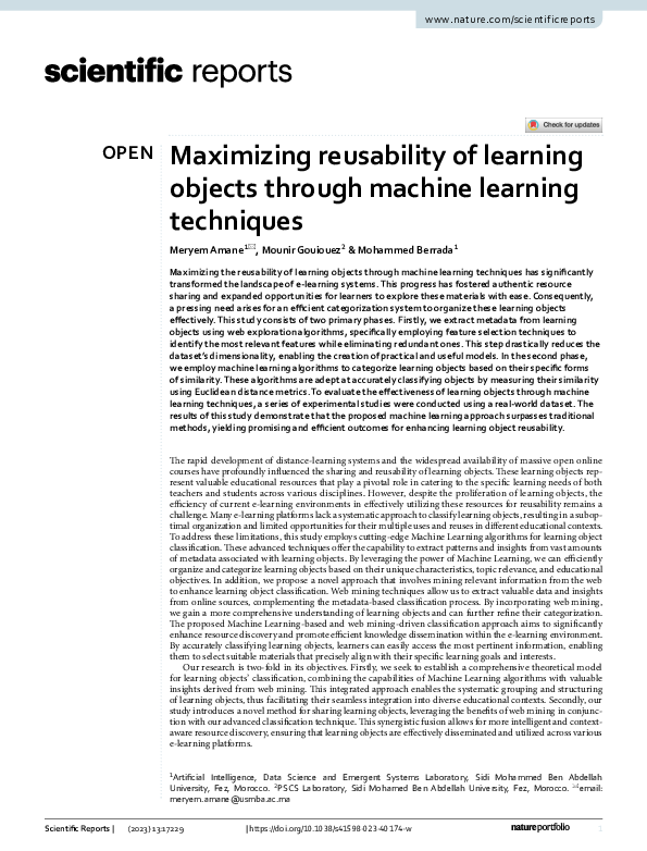 Pdf Maximizing Reusability Of Learning Objects Through Machine
