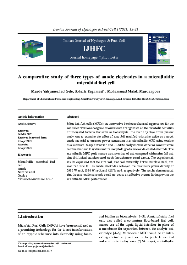 (PDF) A comparative study of three types of anode electrodes in a ...