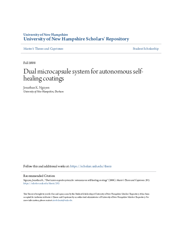 (PDF) Dual microcapsule system for autonomous self-healing coatings | Jonathan Nguyễn - Academia.edu