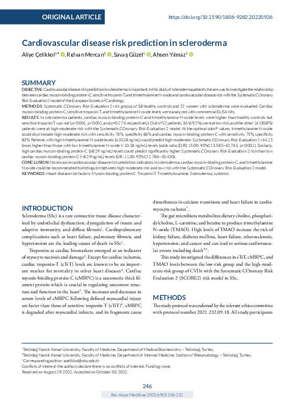 (PDF) Cardiovascular disease risk prediction in scleroderma