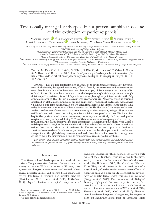 (PDF) Traditionally managed landscapes do not prevent amphibian decline ...