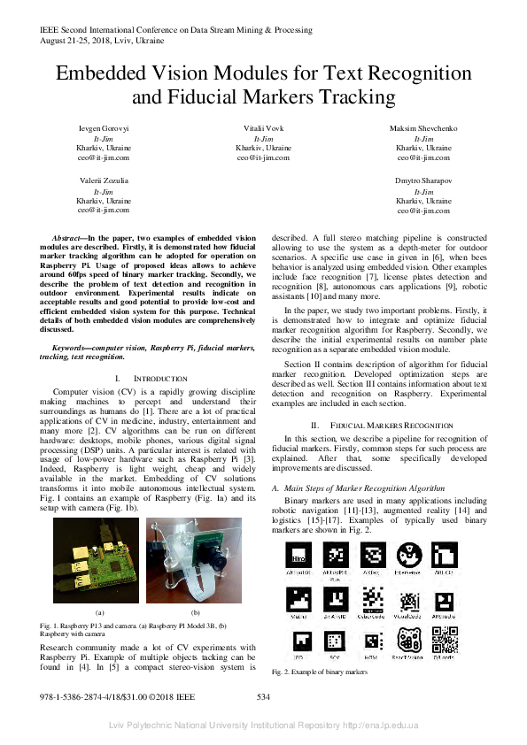 (PDF) Embedded Vision Modules for Text Recognition and Fiducial Markers ...