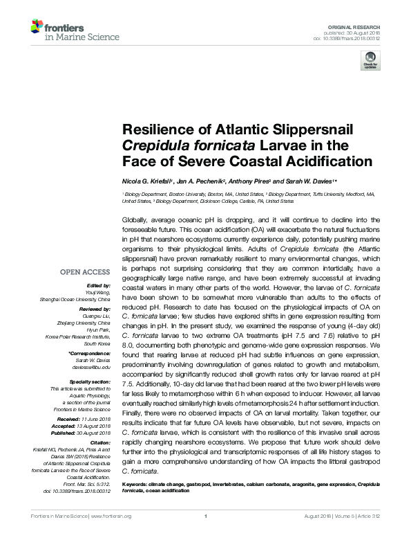 (PDF) Resilience of Atlantic Slippersnail Crepidula fornicata Larvae in ...