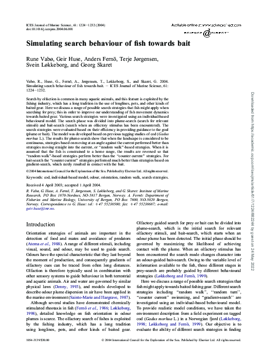 (PDF) Simulating search behaviour of fish towards bait