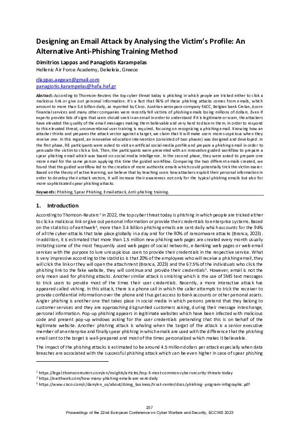 (PDF) Designing an Email Attack by Analysing the Victim’s Profile. An ...