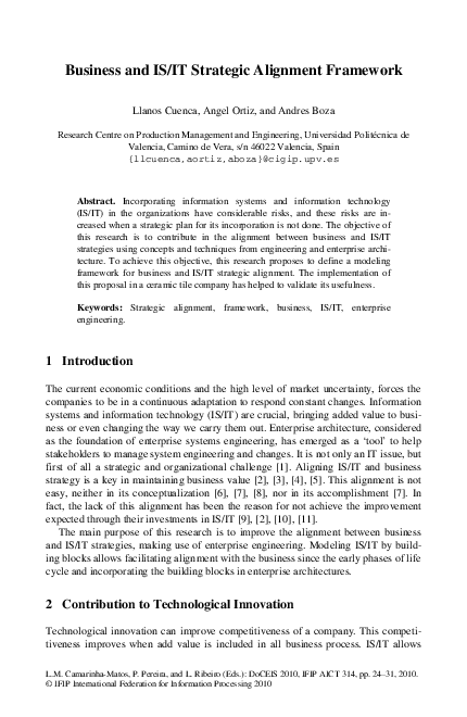 (PDF) Business and IS/IT Strategic Alignment Framework