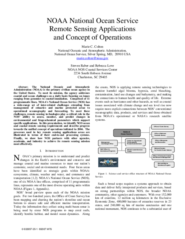 (PDF) NOAA National Ocean Service Remote Sensing Applications and ...