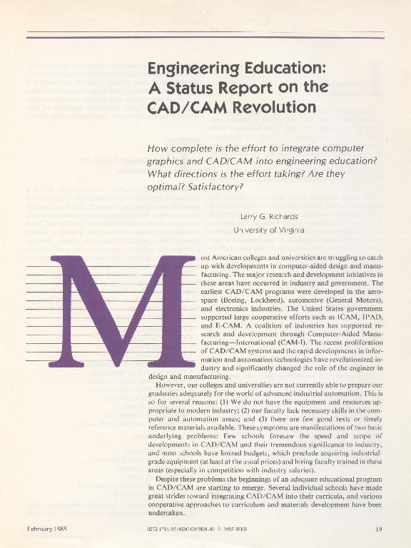 (PDF) Engineering Education A Status Report on the CAD/CAM Revolution