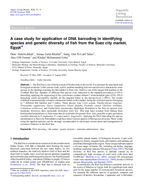(PDF) A case study for application of DNA barcoding in identifying ...