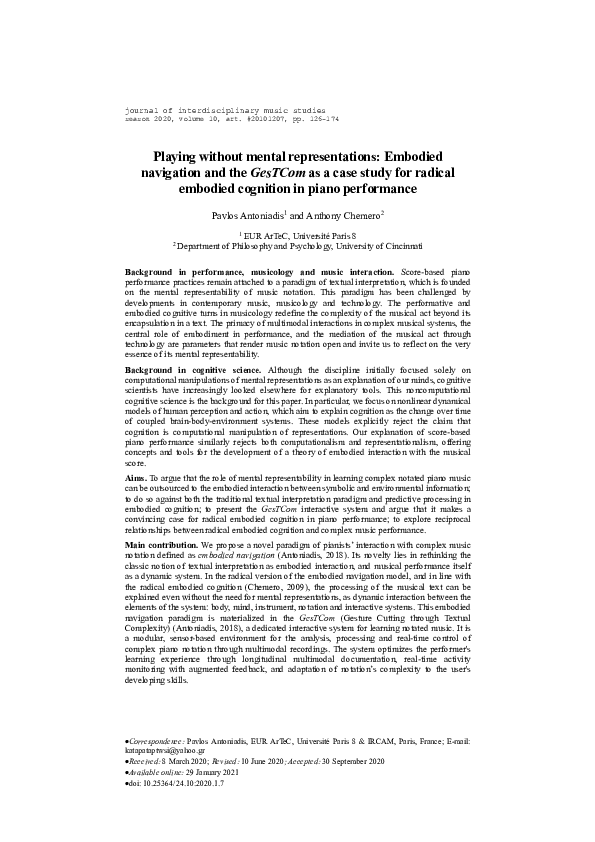 Pdf Playing Without Mental Representations Embodied Navigation And The Gestcom As A Case