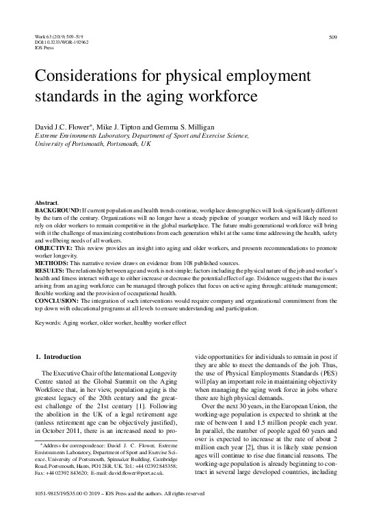 (PDF) Considerations for physical employment standards in the aging ...