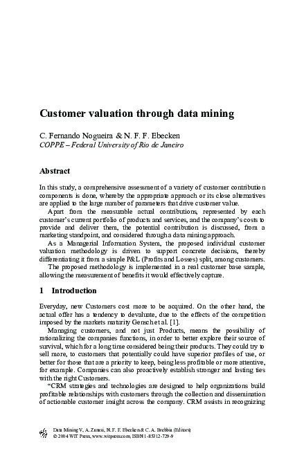 (PDF) Customer Valuation Through Data Mining