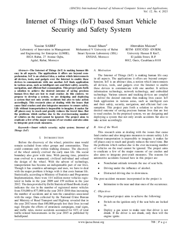 (PDF) Internet of Things (IoT) based Smart Vehicle Security and Safety ...