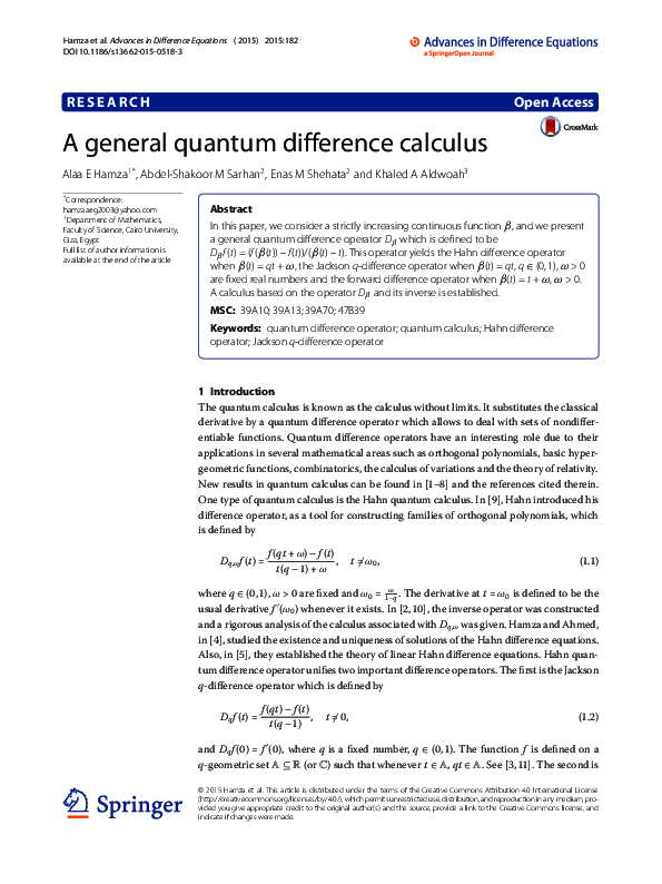 (PDF) A general quantum difference calculus