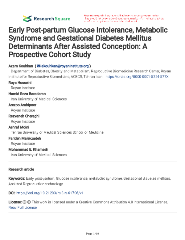 (PDF) Postpartum Metabolic Syndrome in ART vs SC-GDM