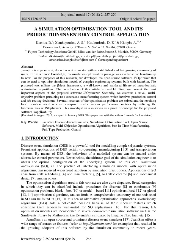 Pdf A Simulation Optimisation Tool And Its Production Inventory Control Application