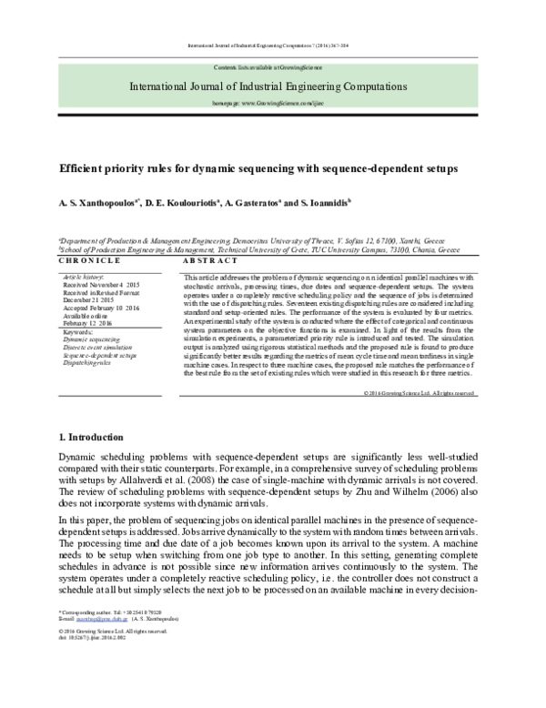Pdf Efficient Priority Rules For Dynamic Sequencing With Sequence