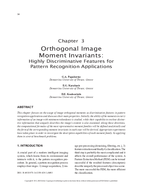 (PDF) Orthogonal Image Moment Invariants