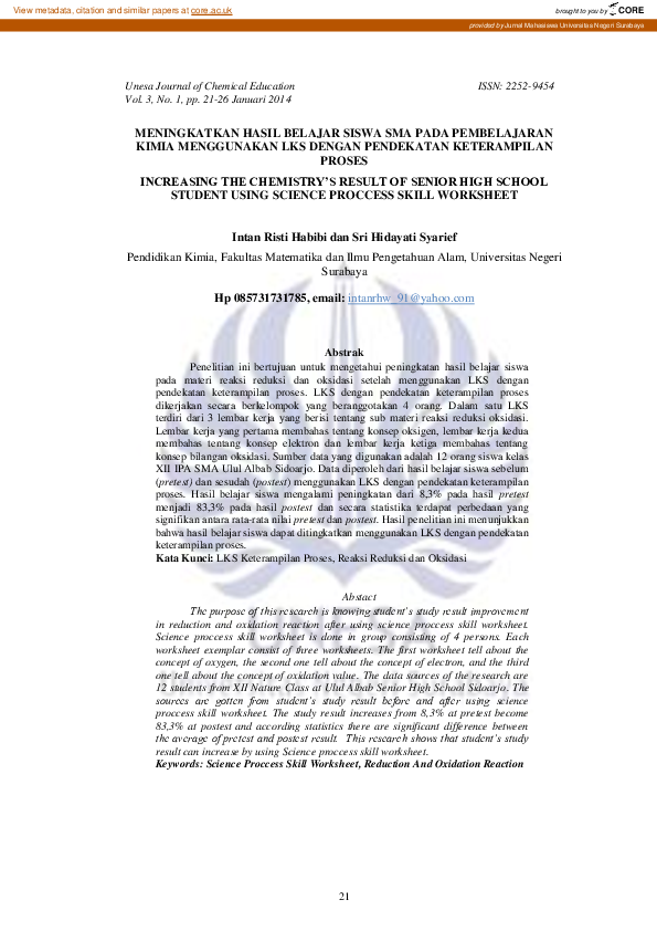 (PDF) Meningkatkan Hasil Belajar Siswa Sma Pada Pembelajaran Kimia Menggunakan LKS Dengan ...