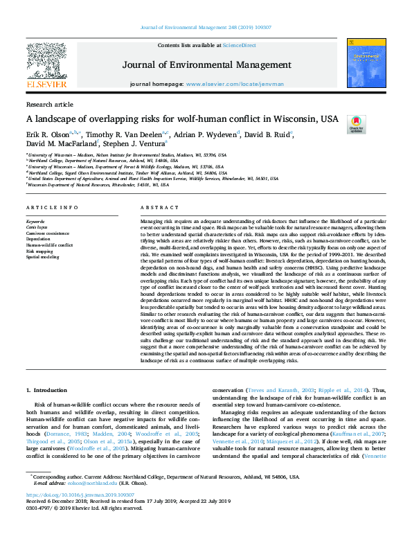 (PDF) A landscape of overlapping risks for wolf-human conflict in ...
