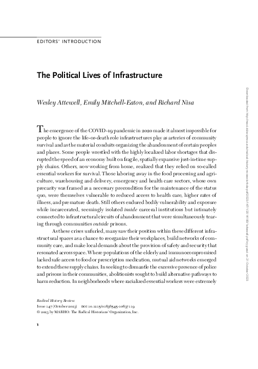 (PDF) The Political Lives of Infrastructure