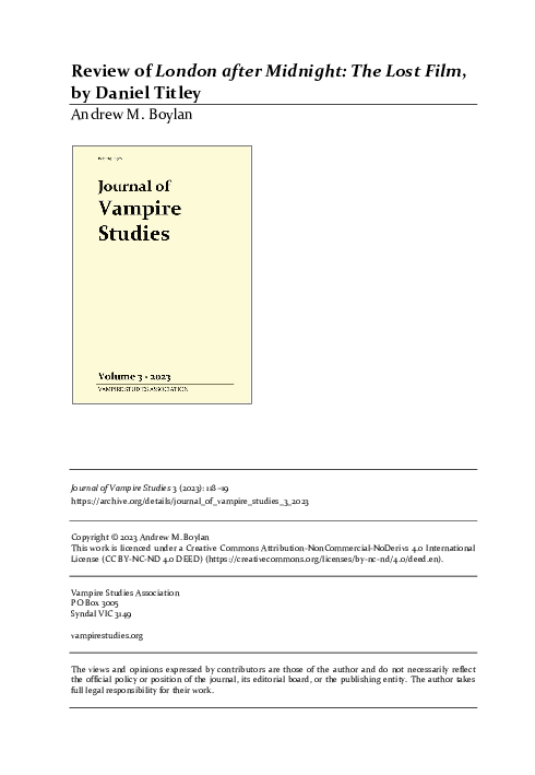 (PDF) Review of London after Midnight: The Lost Film, by Daniel Titley