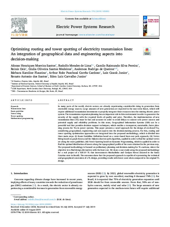 (PDF) Optimizing routing and tower spotting of electricity transmission lines: An integration of ...