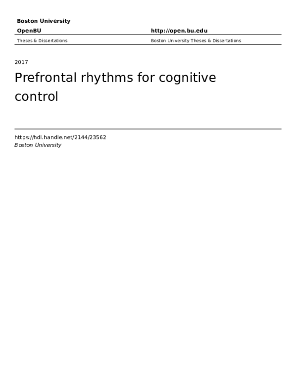 (PDF) Prefrontal rhythms for cognitive control
