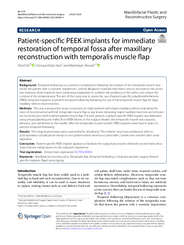(PDF) Patient-specific PEEK implants for immediate restoration of ...