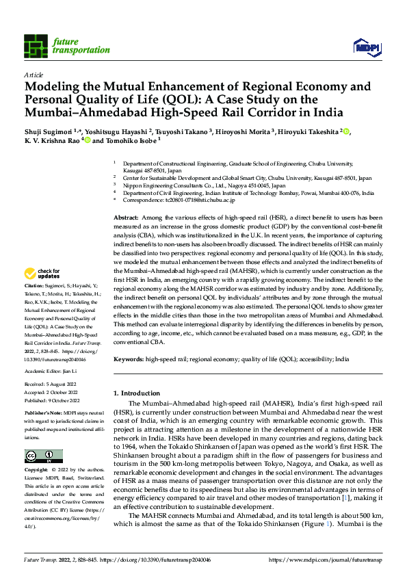 (PDF) Modeling the Mutual Enhancement of Regional Economy and Personal Quality of Life (QOL): A ...