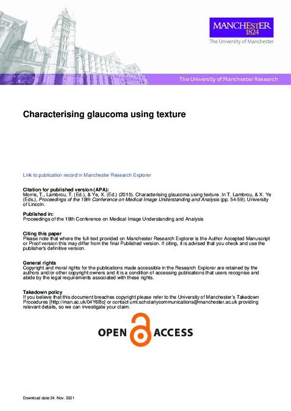 (PDF) Characterising glaucoma using texture