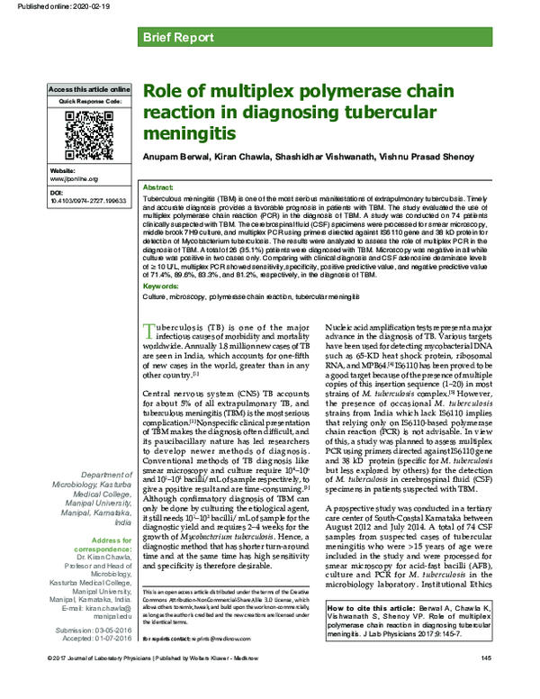 (PDF) Role of multiplex polymerase chain reaction in diagnosing ...