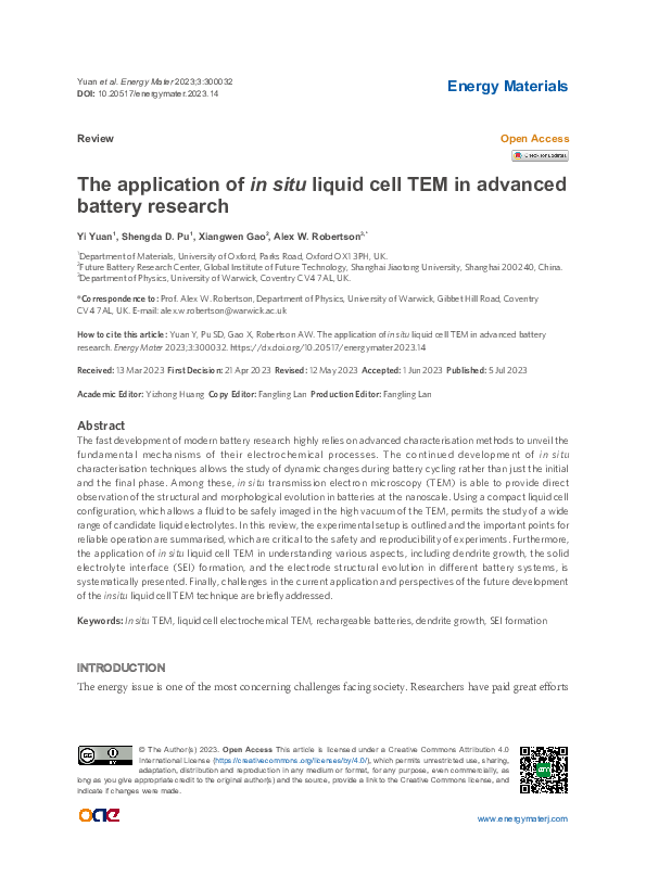 (PDF) The application of in situ liquid cell TEM in advanced battery ...