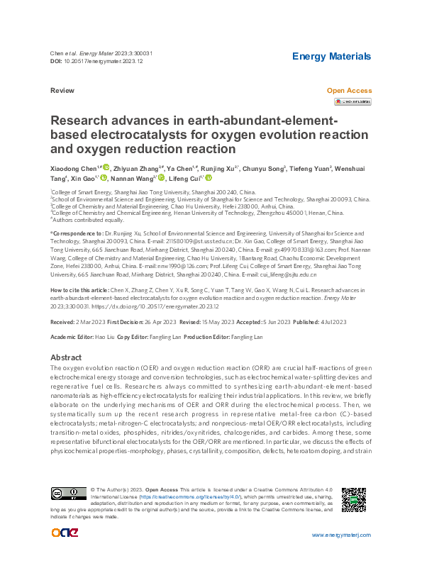 (PDF) Research advances in earth-abundant-elementbased electrocatalysts ...