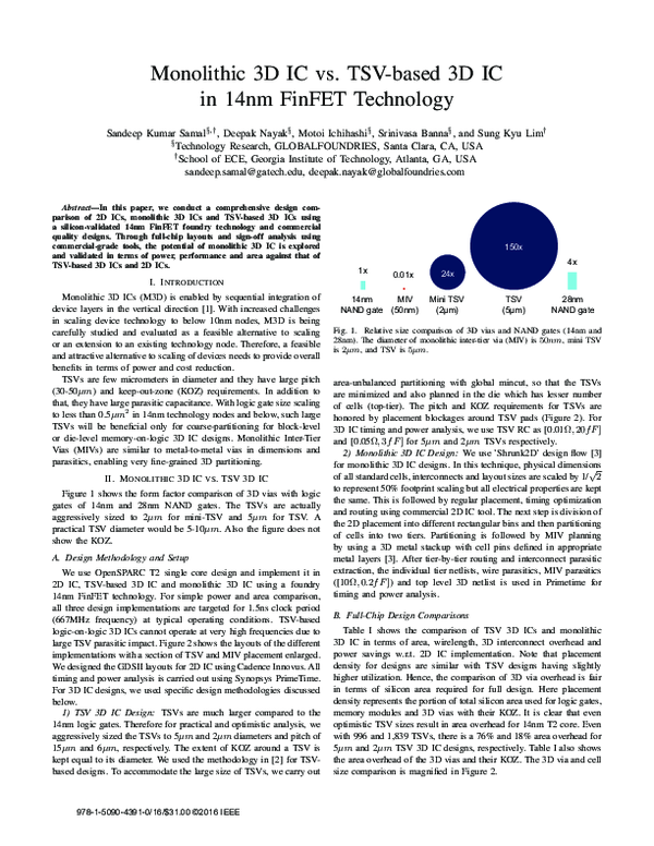 (PDF) Monolithic 3D IC vs. TSV-based 3D IC in 14nm FinFET technology