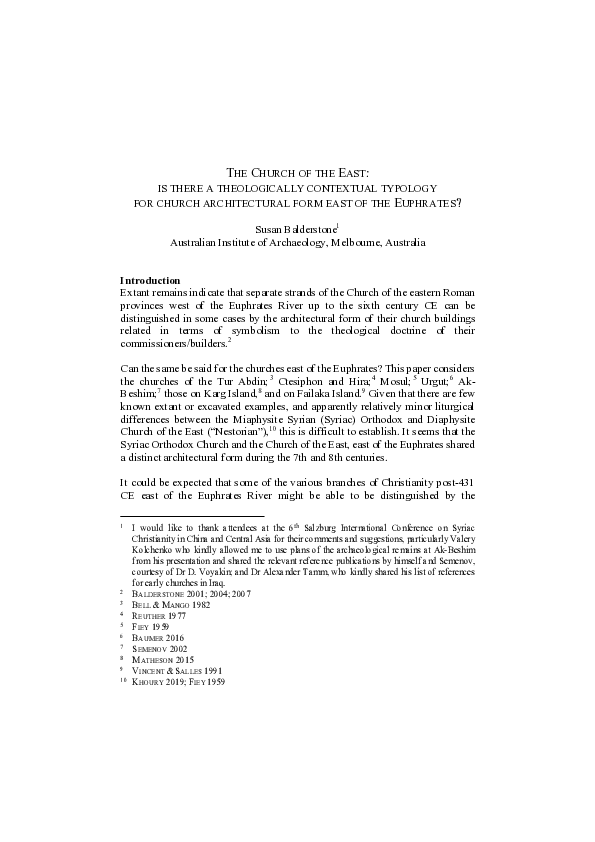 (PDF) THE CHURCH OF THE EAST: IS THERE A THEOLOGICALLY CONTEXTUAL ...