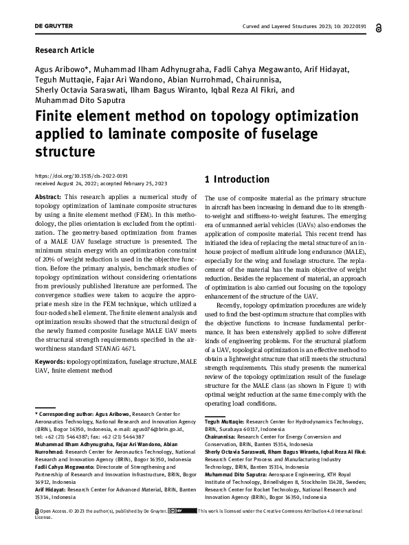 (PDF) Finite element method on topology optimization applied to laminate composite of fuselage ...