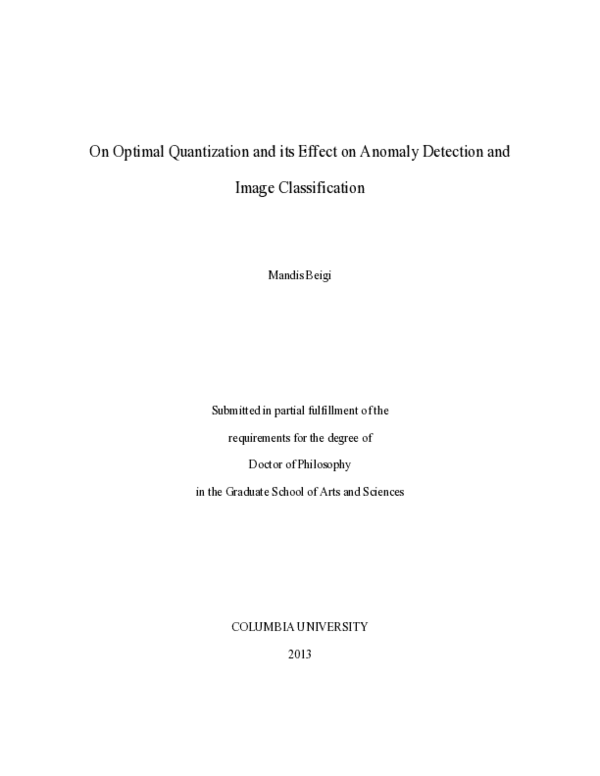 Pdf On Optimal Quantization And Its Effect On Anomaly Detection And Image Classification