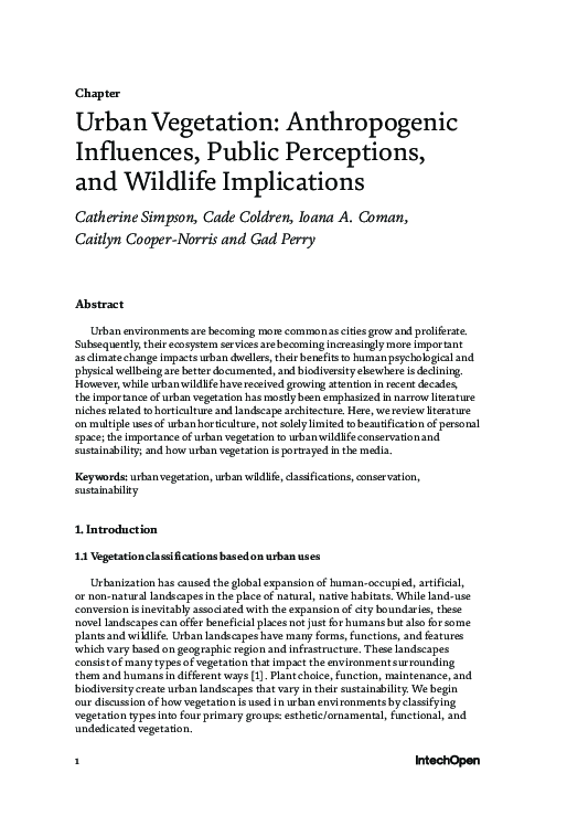 (PDF) Urban Vegetation: Anthropogenic Influences, Public Perceptions ...