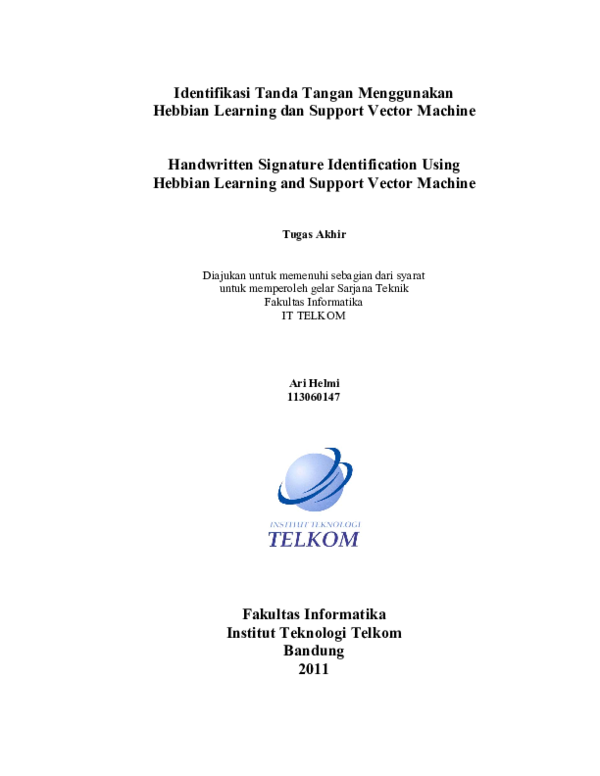 (PDF) Identifikasi Tanda Tangan Menggunakan Hebbian Learning dan Support Vector Machine