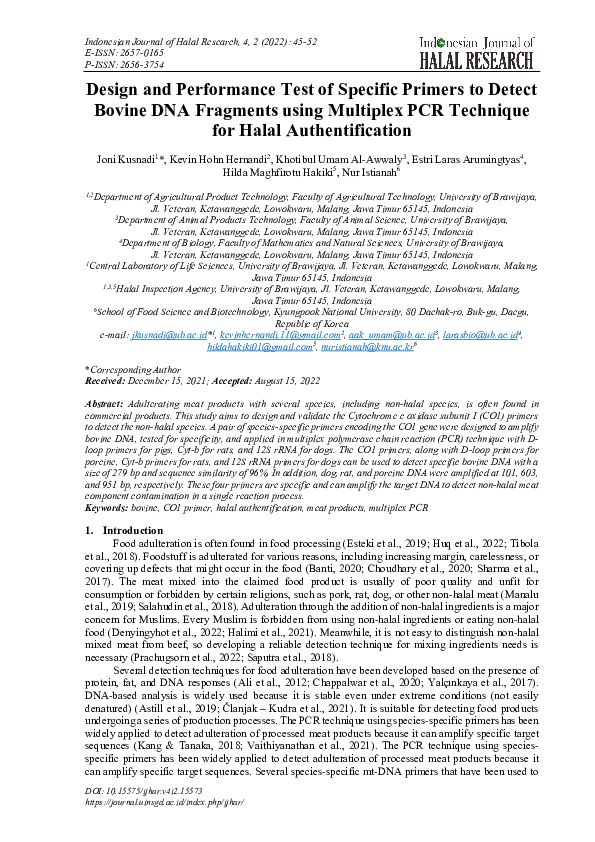 (PDF) Design and Performance Test of Specific Primers to Detect Bovine ...