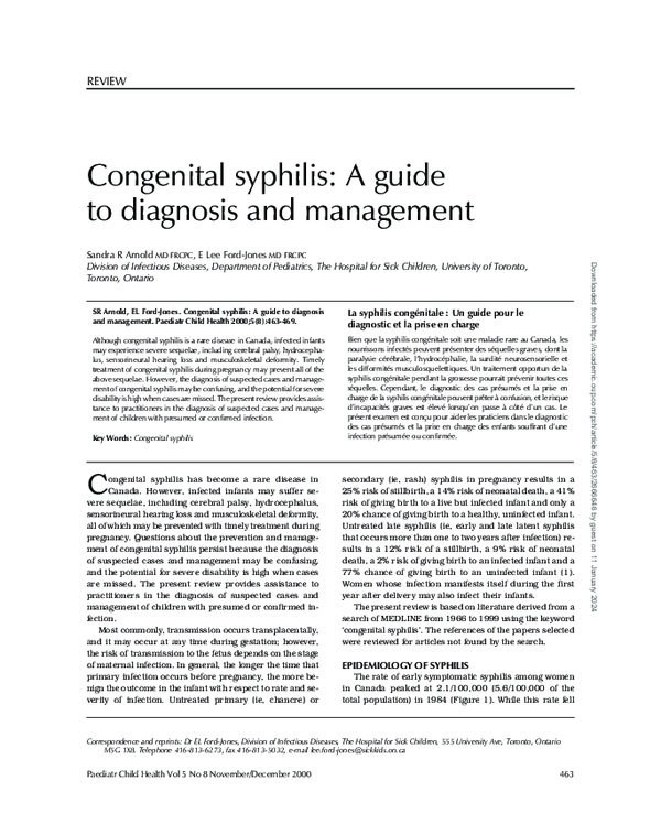 (PDF) Congenital syphilis: A guide to diagnosis and management | Lee ...