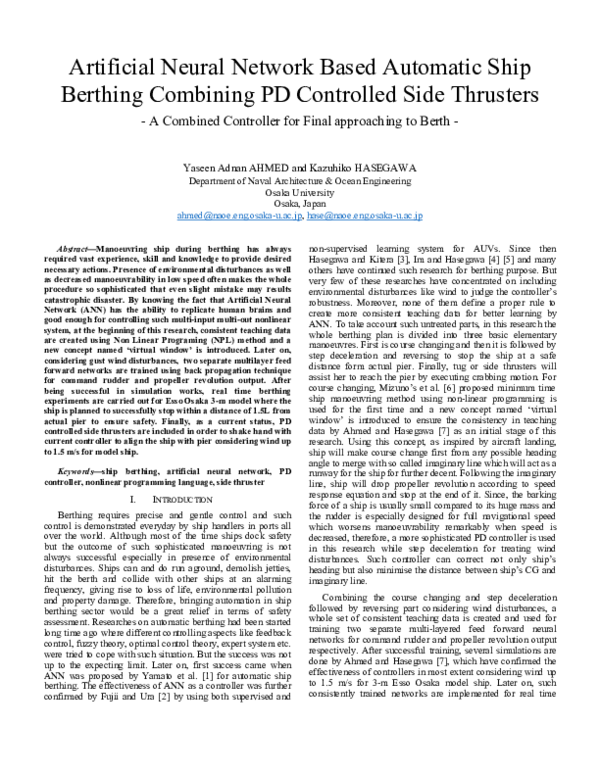 (PDF) Artificial neural network based automatic ship berthing combining ...