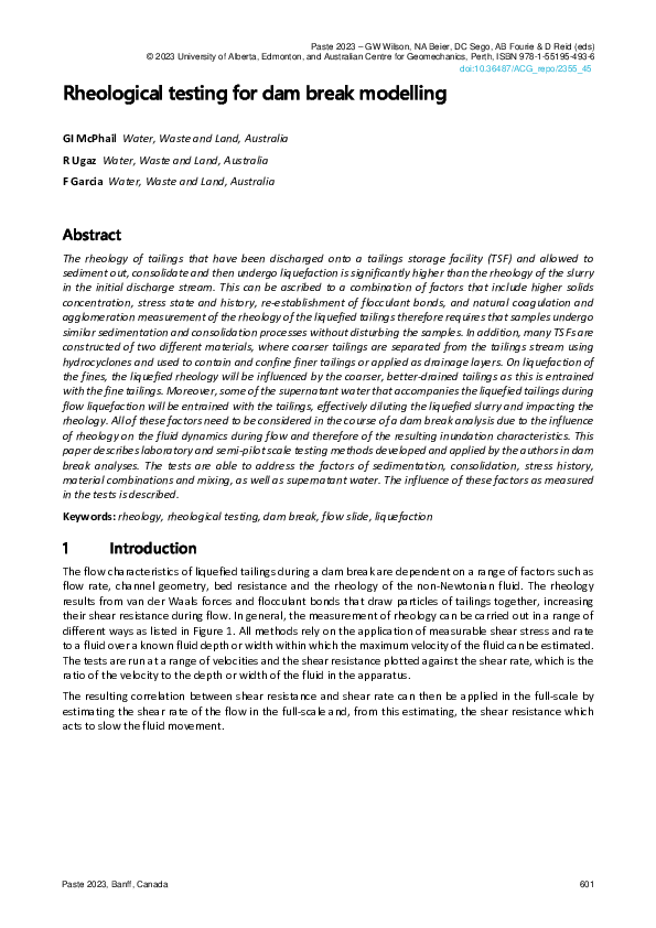 (PDF) Rheological testing for dam break modelling
