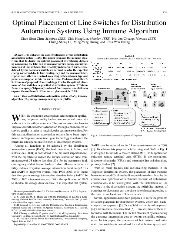 (PDF) Optimal Placement of Line Switches for Distribution Automation ...