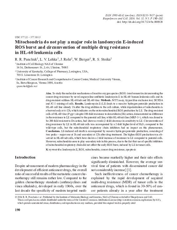 (PDF) Mitochondria do not play a major role in landomycin E-induced ROS ...
