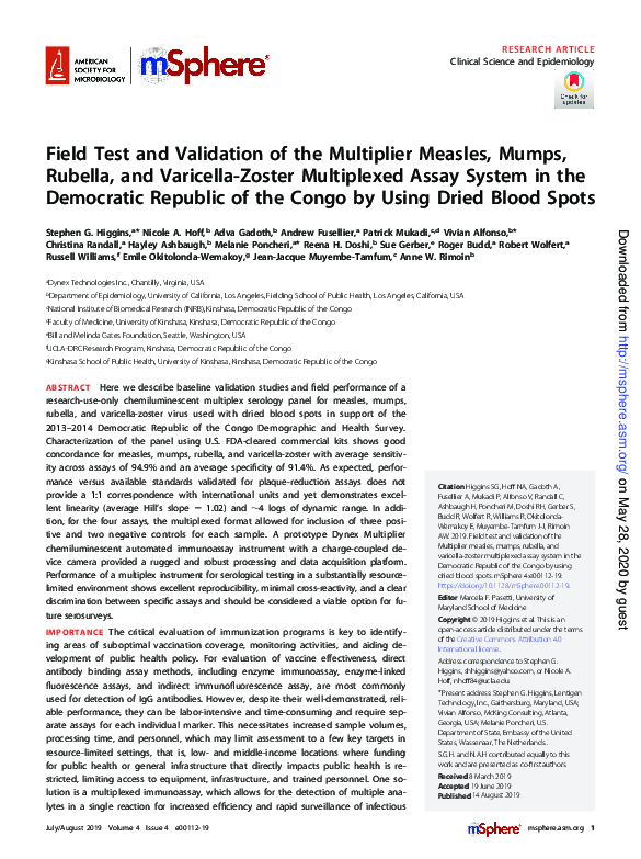 (PDF) Field Test and Validation of the Multiplier Measles, Mumps ...