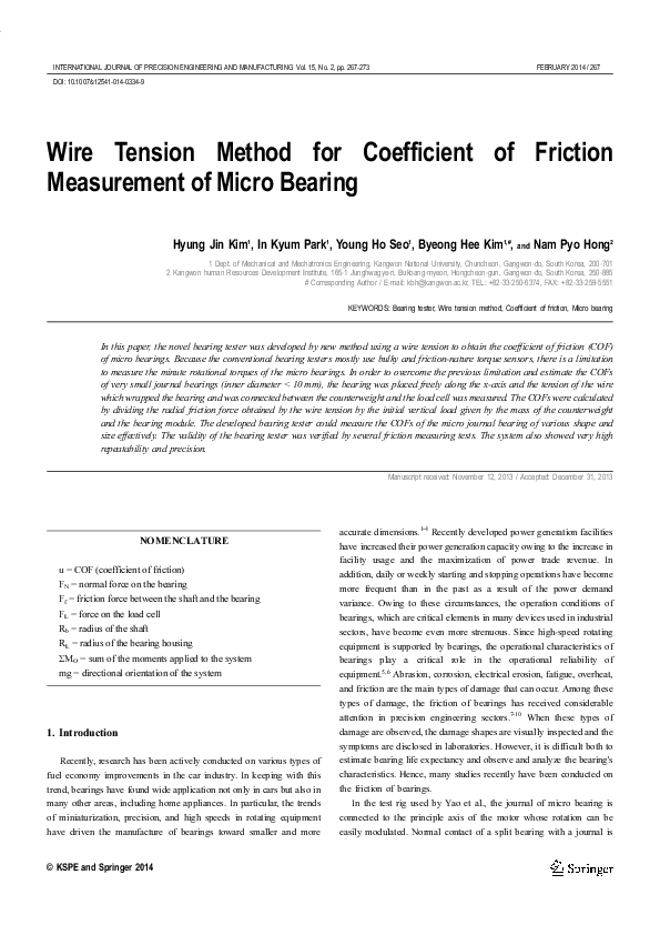 (PDF) Wire tension method for coefficient of friction measurement of ...