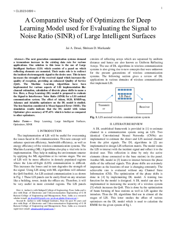 (PDF) A Comparative Study of Optimizers for Deep Learning Model used ...